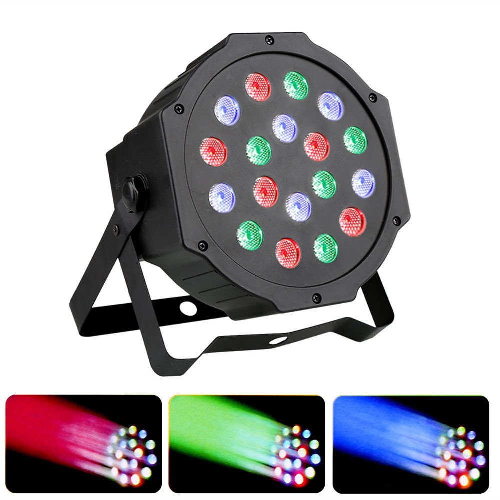 Φωτορυθμικό 20W RGB Προβολέας DMX-512 18 LED Mini Flat Par Stage Light ...
